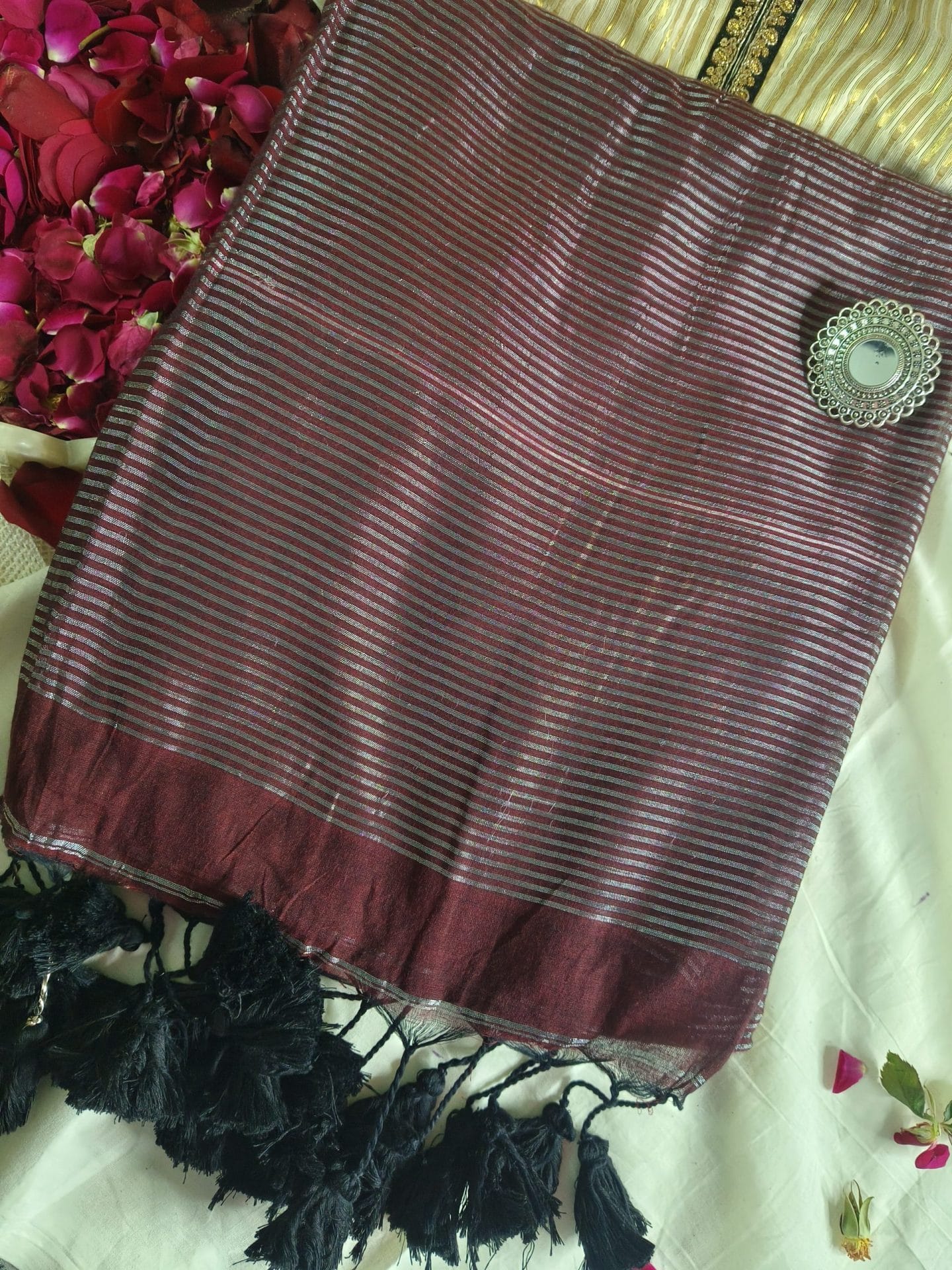 Soft Pure Cotton Sarees For Teachers In Maroon Color
