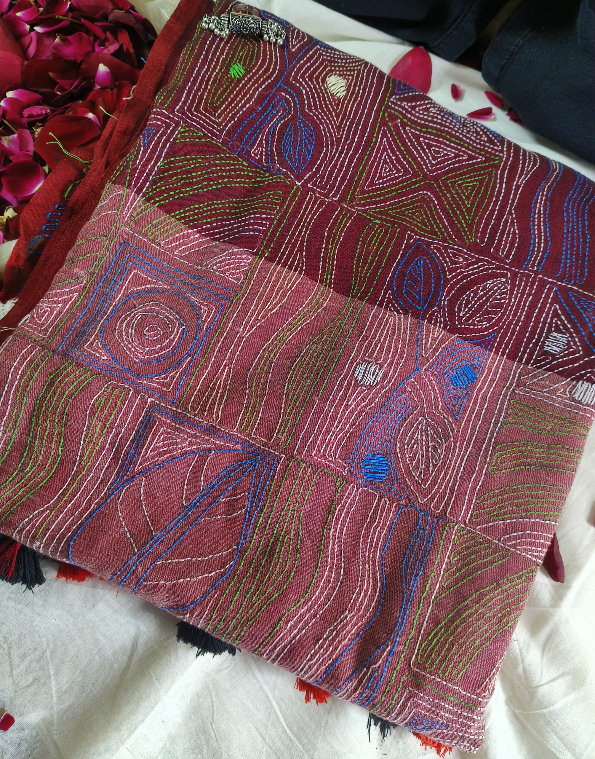 Mul Cotton Sarees For Working Professionals in Maroon Colour