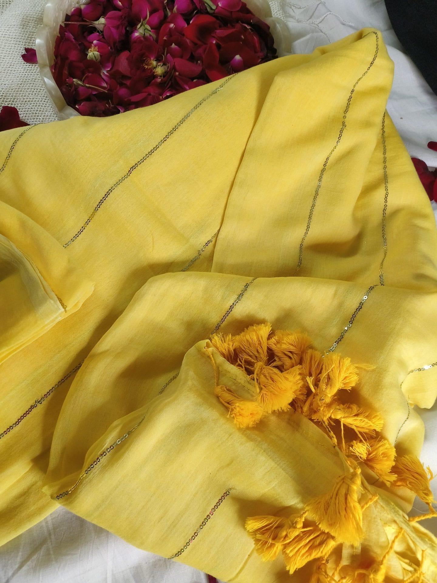 Mul Cotton Sarees For Working Professionals in Yellow Colour