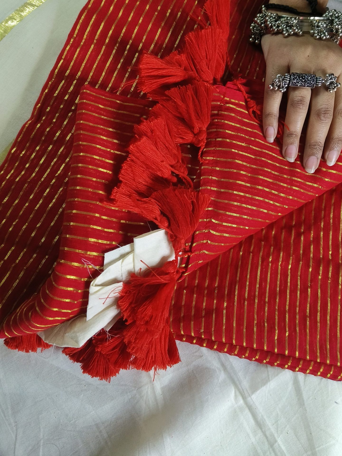 Mul Cotton Sarees For Office Wear in Red Colour